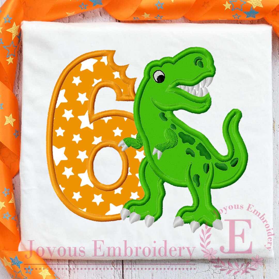 Rex Number 6 Applique,birthday Rex,birthday Boy Applique,sixth Birthday ...
