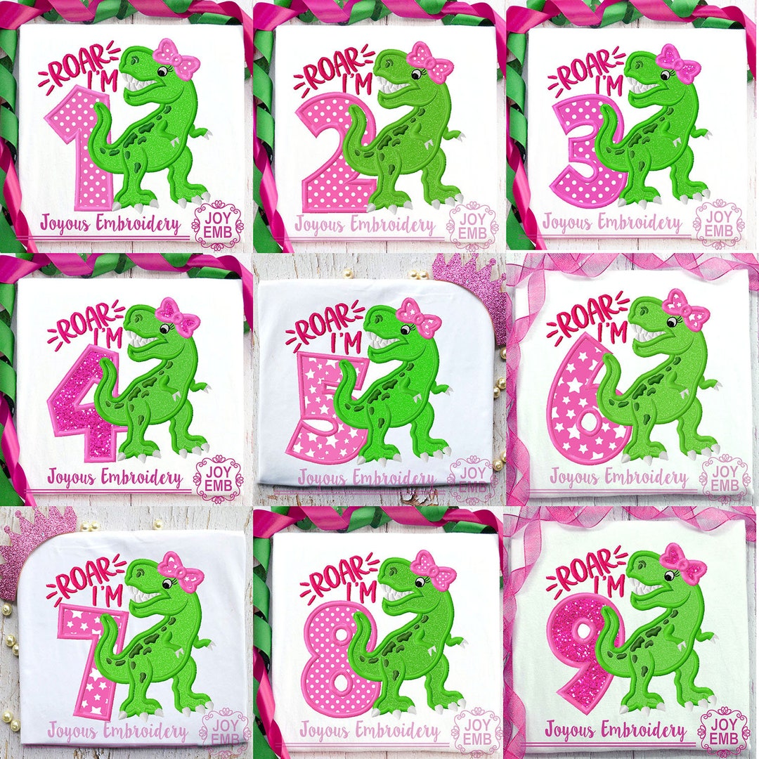 Rex Number 1-9,birthday Rex,birthday Girl Applique,birthday Applique ...