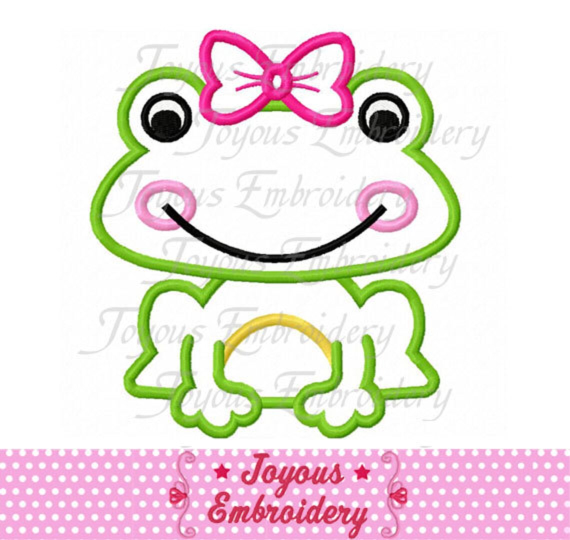 Girl Frog Applique Machine Embroidery Designspring | Etsy
