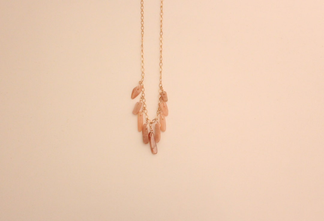 Sunstone durazno oro estilo collar. Collar de cristal de la - Etsy España