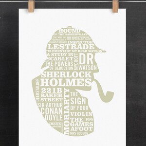 Sherlock Holmes Typographic Print, ELEMENTARY Poster, Sherlock Art ...