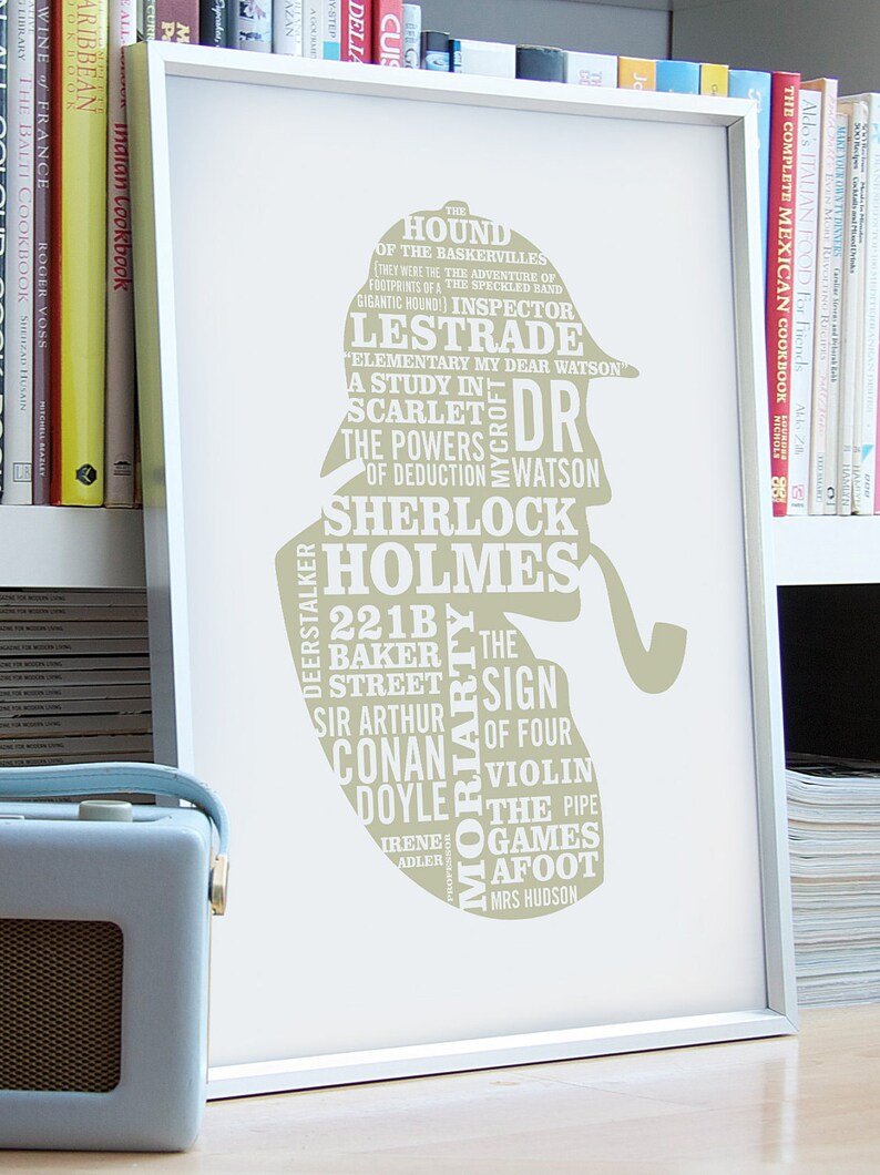 Sherlock Holmes Typographic Print, ELEMENTARY Poster, Sherlock Art ...