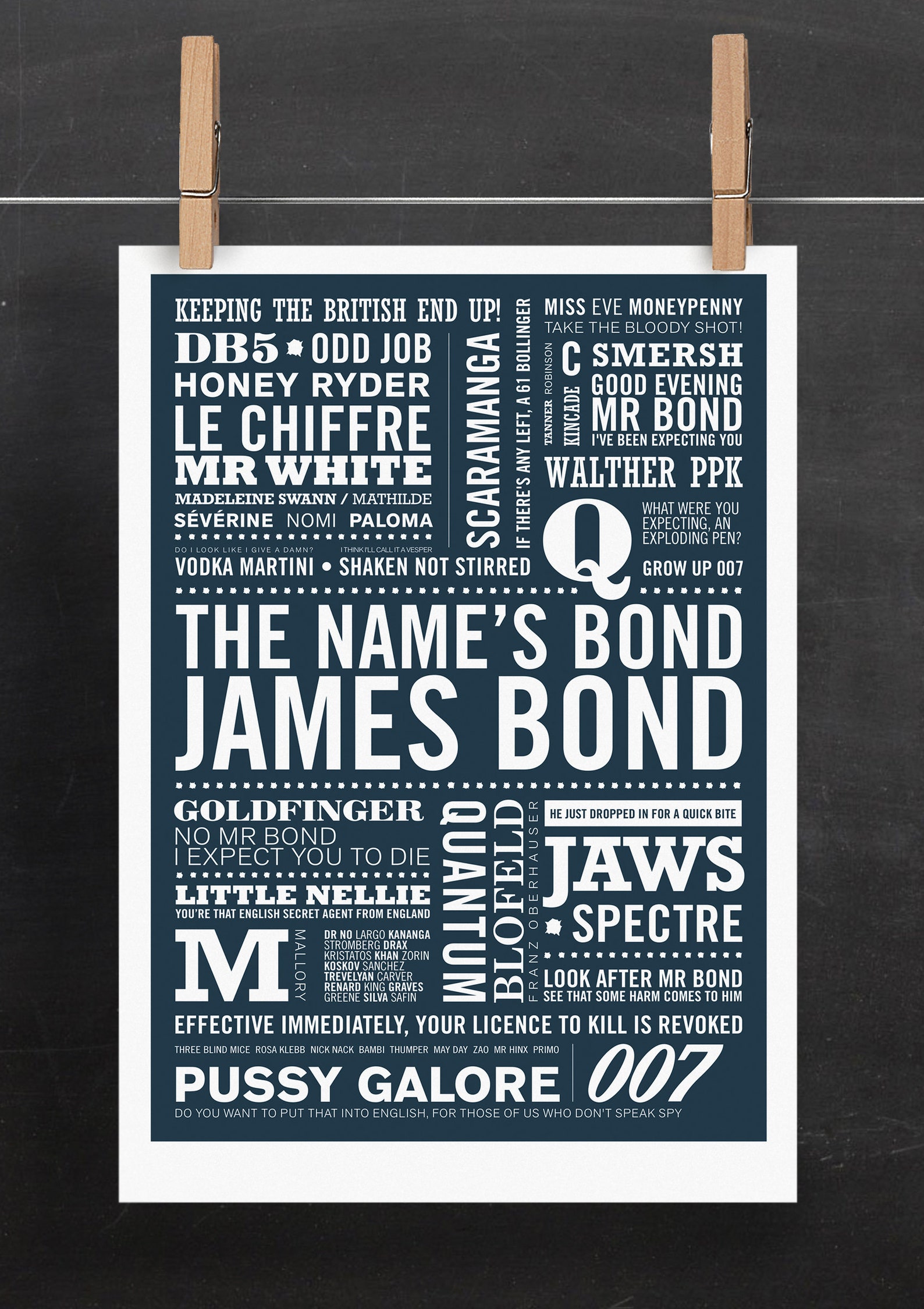 UPDATED James Bond Print Now Includes no Time to Die - Etsy