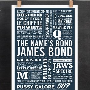 UPDATED James Bond Print - Now Includes *no Time to Die*, James Bond ...
