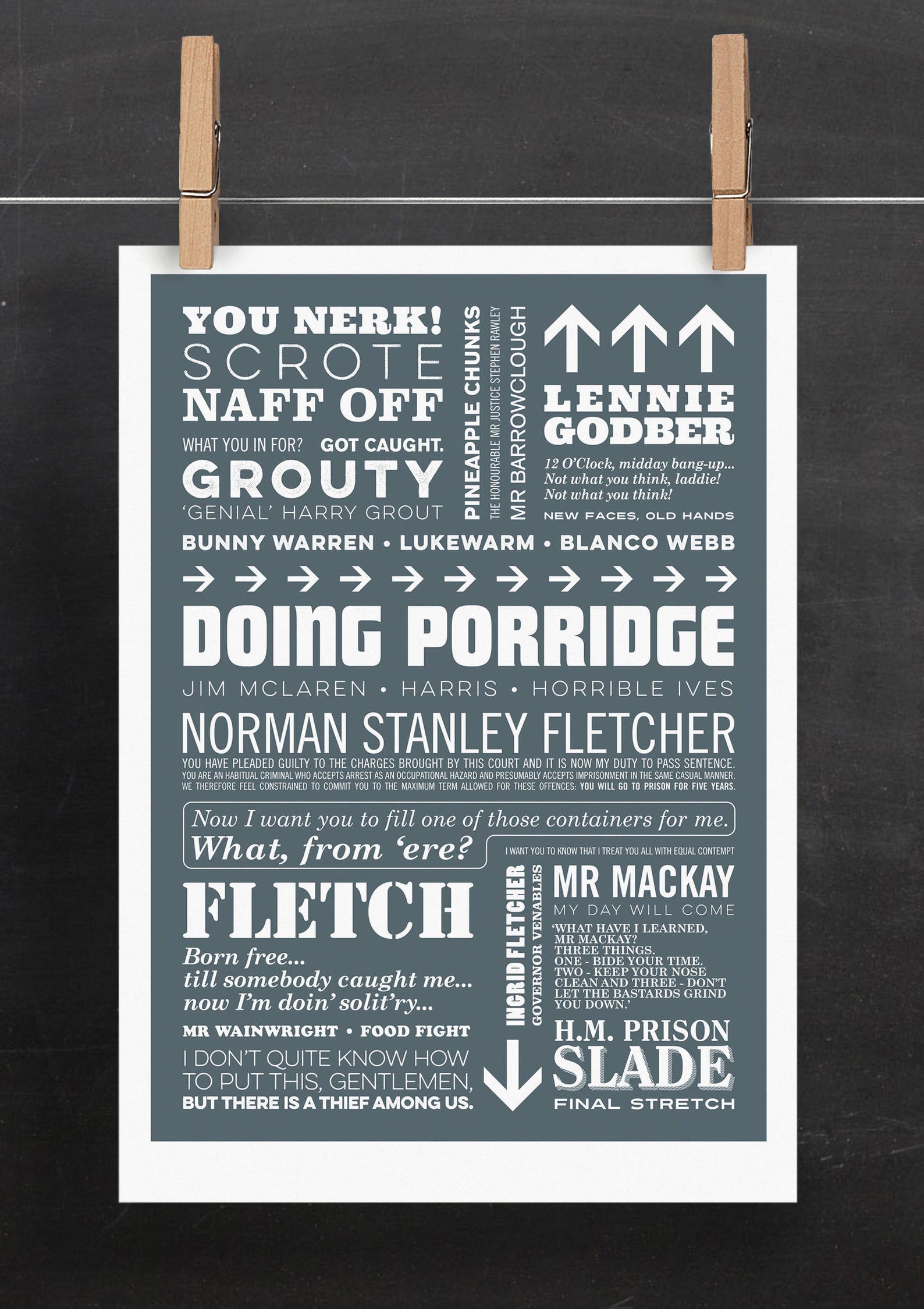 Porridge TV Print Typographic Print Porridge Poster Prison - Etsy
