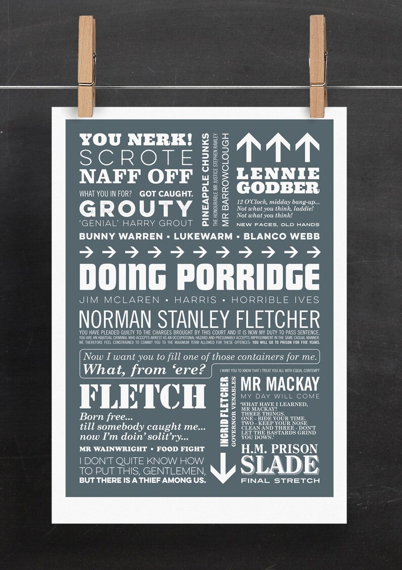 Porridge TV Print Typographic Print Porridge Poster Prison | Etsy