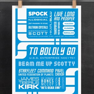 Star Trek Print, Typographic Print, to Boldly Go Poster, Star Trek Gift ...