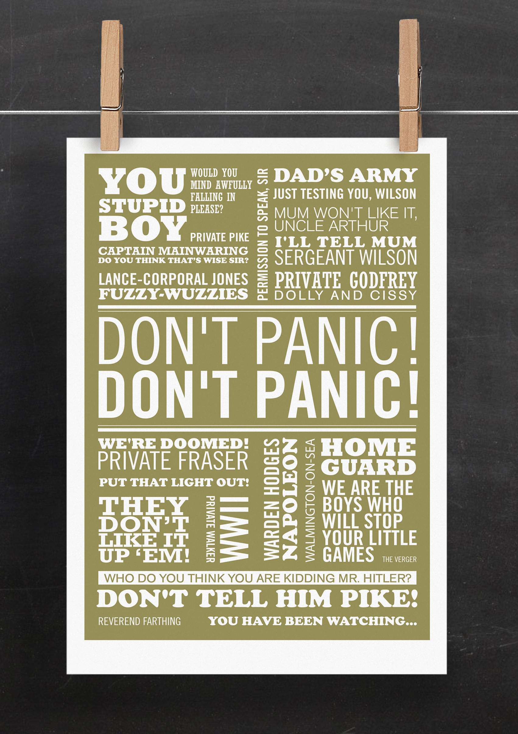 Dad's Army Print: Typographic Homeguard Poster - Etsy UK