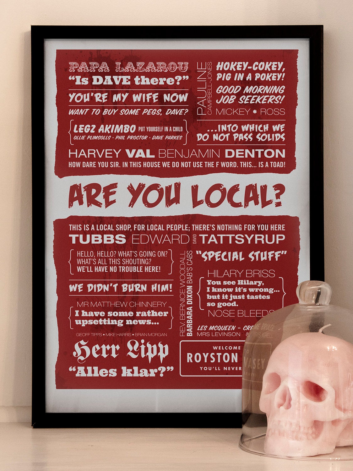 The League of Gentlemen Typographic Print, Are You Local, BBC Show ...