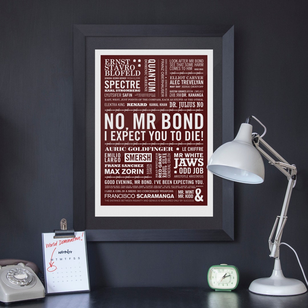 UPDATED James Bond Villain Print - Now Includes *no Time to Die*, Bond ...