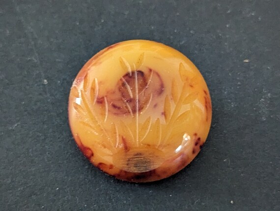 Vintage Bakelite Pin Butterscotch Hand Crafted Round … - Gem