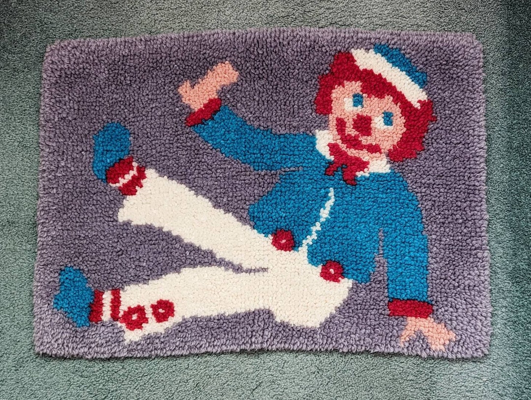 Vintage Raggedy Andy Throw Rug Latch Hook Style Handcrafted 1970's - Etsy
