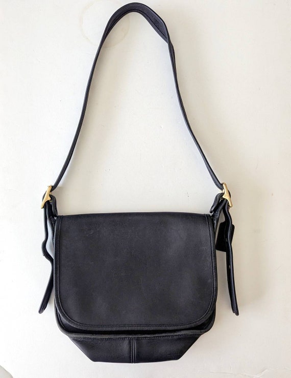 Vintage Coach Patricia Leather Shoulder Handbag Black… - Gem