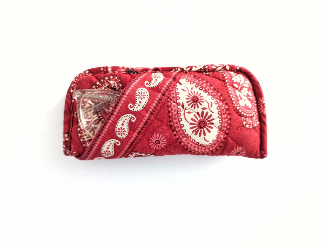 Vintage Vera Bradley Eyeglass Case Mesa Red Paisley Double Unused Soft ...