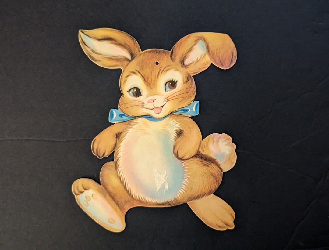 Vintage Bunny Easter Decoration Cardboard Cutout Baby Nursery Wall ...