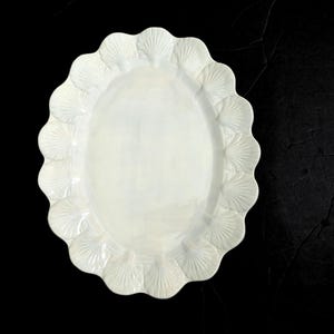 Antique Early 19th Century White Ironstone Platter Embossed Seashell ...