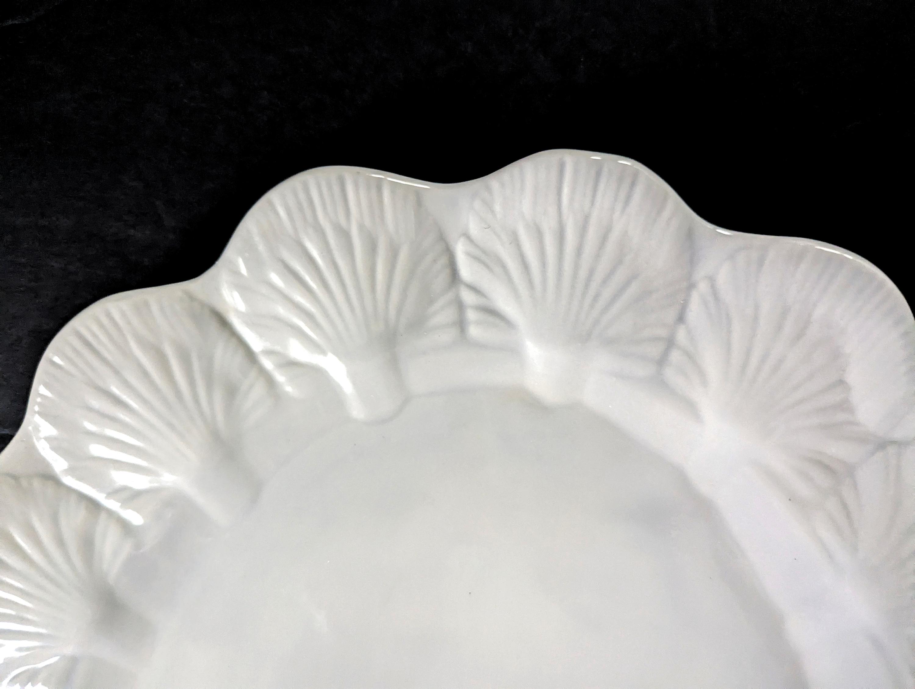 Antique Early 19th Century White Ironstone Platter Embossed Seashell ...