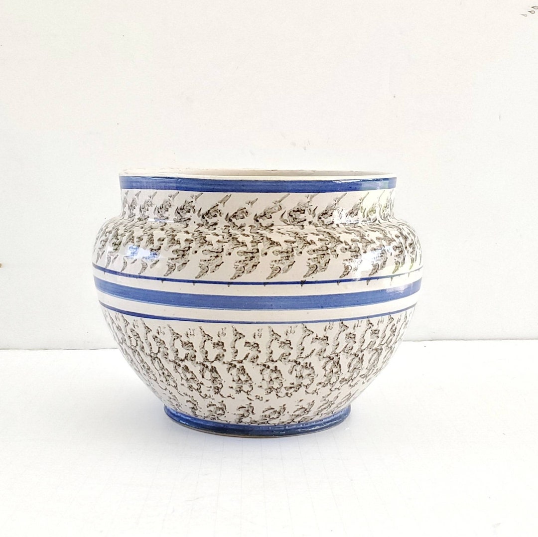 Antique Spongeware Jardiniere Black Splatterware Stoneware - Etsy