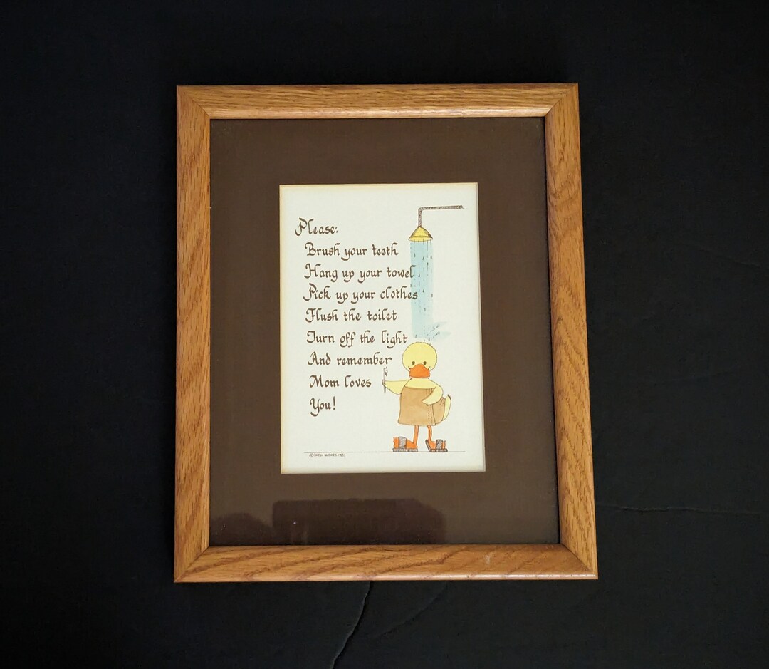 Vintage Yellow Rubber Duck Wall Hanging Bathroom Rules Patsy Moore Framed Calligraphy 1980s - Etsy