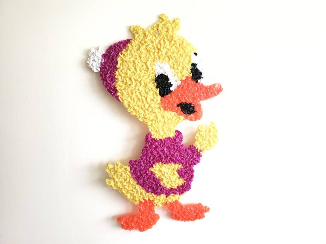 Vintage Melted Plastic Popcorn Duck Chick Decoration Easter Time Kage ...