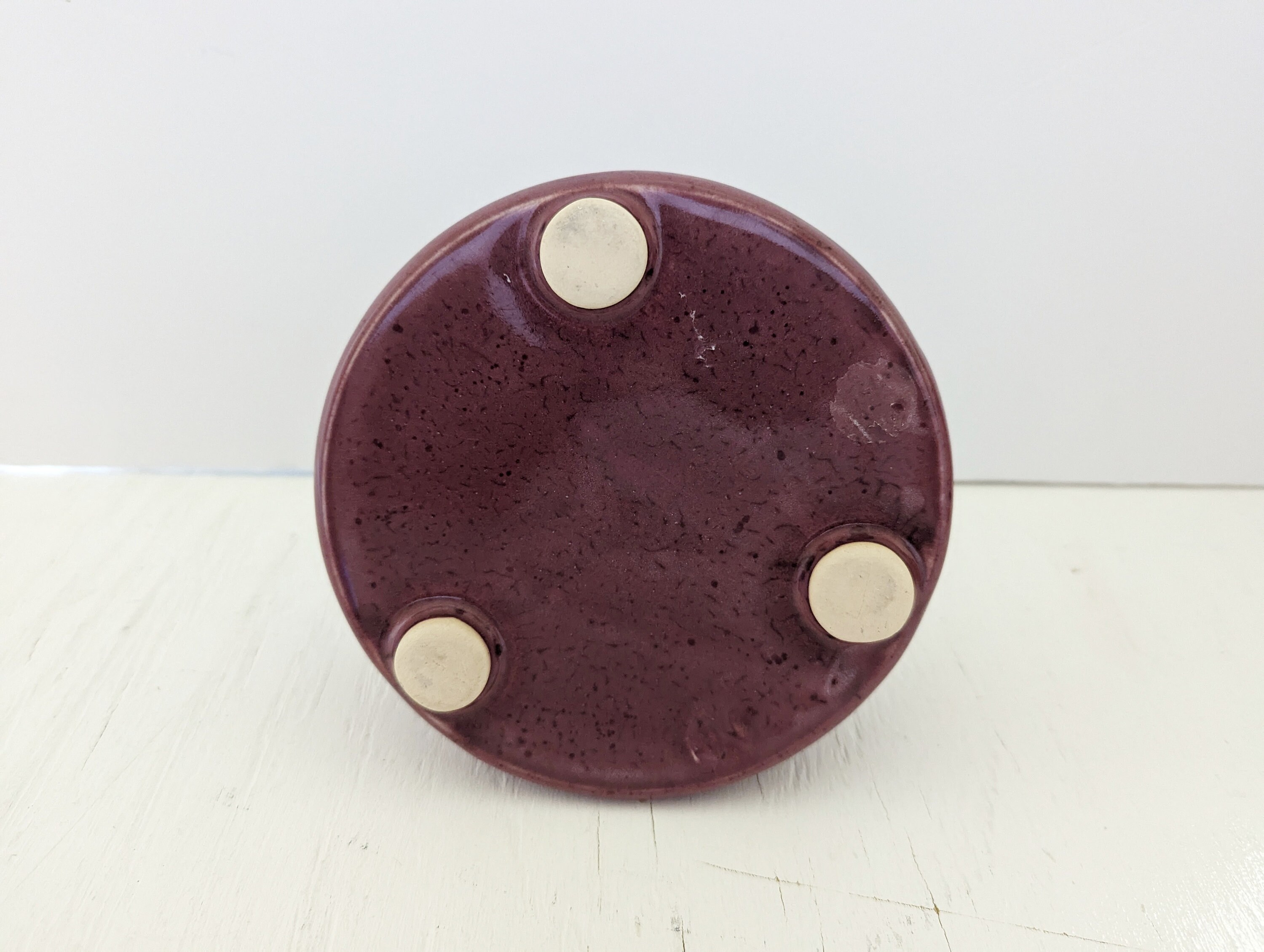 Vintage Dog Bowl Burgundy & White Studio Made Stoneware 1990's - Etsy