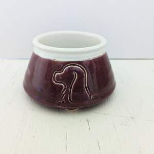 Vintage Dog Bowl Burgundy & White Studio Made Stoneware 1990's - Etsy
