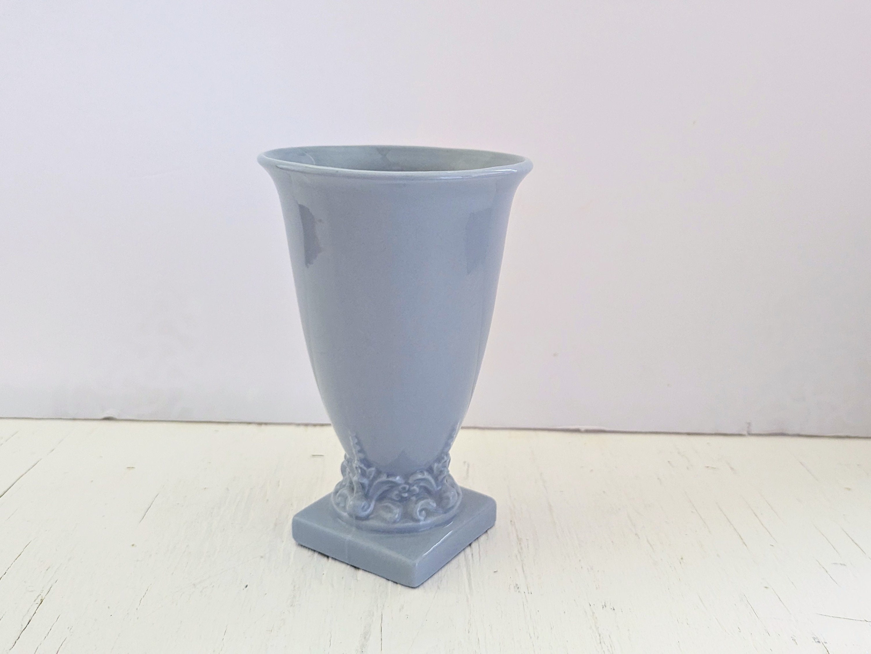 Vintage Chadwick Pottery Vase Blue Ceramic Stoneware Urn Filigree ...