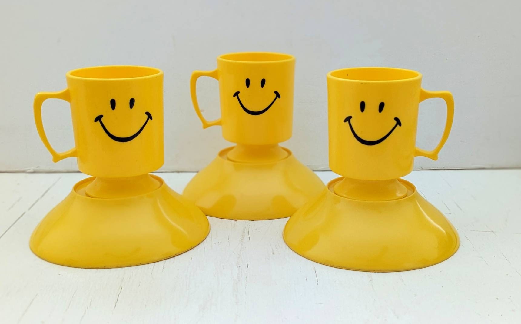 Vintage Smiley Face Cup and Bowl Yellow & Black Melmac Plastic - Etsy