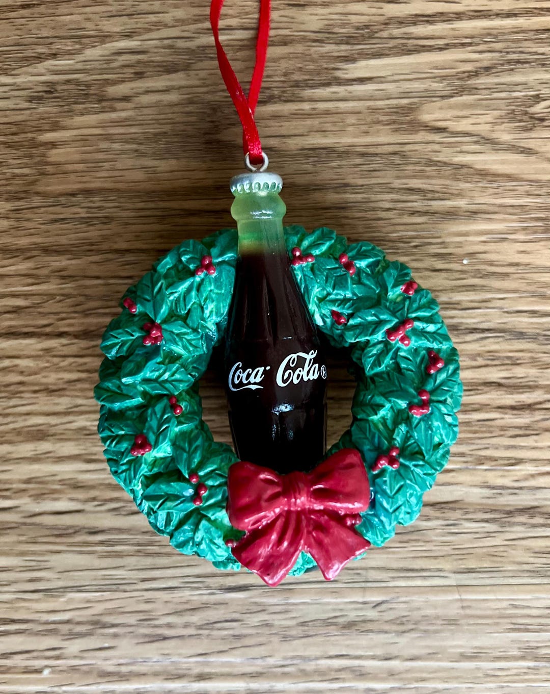 1991 Coca-cola Bottle Holly Berry Wreath Ornament With Original Box ...