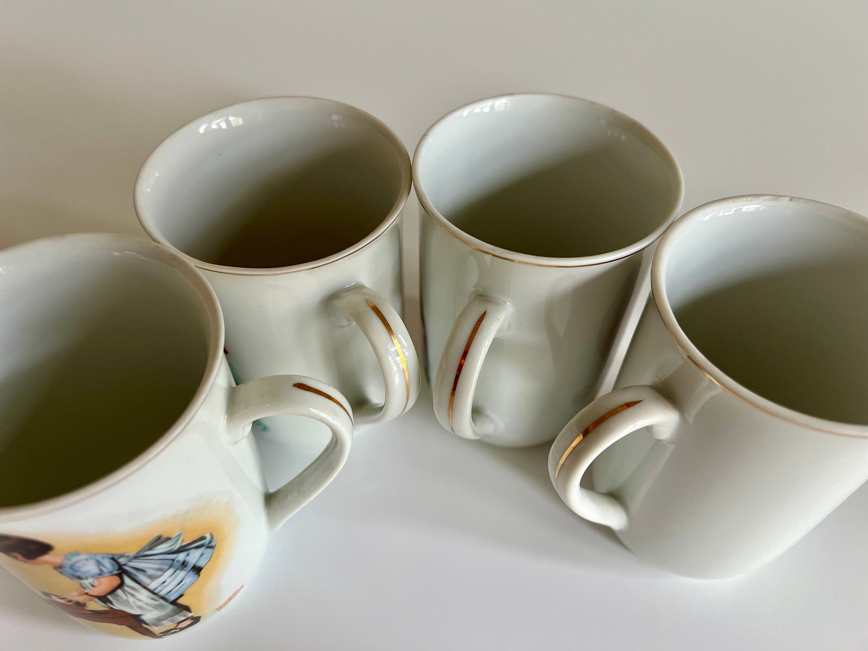 1981 Norman Rockwell Mugs//hmi-made in Japan//cream and Gold - Etsy