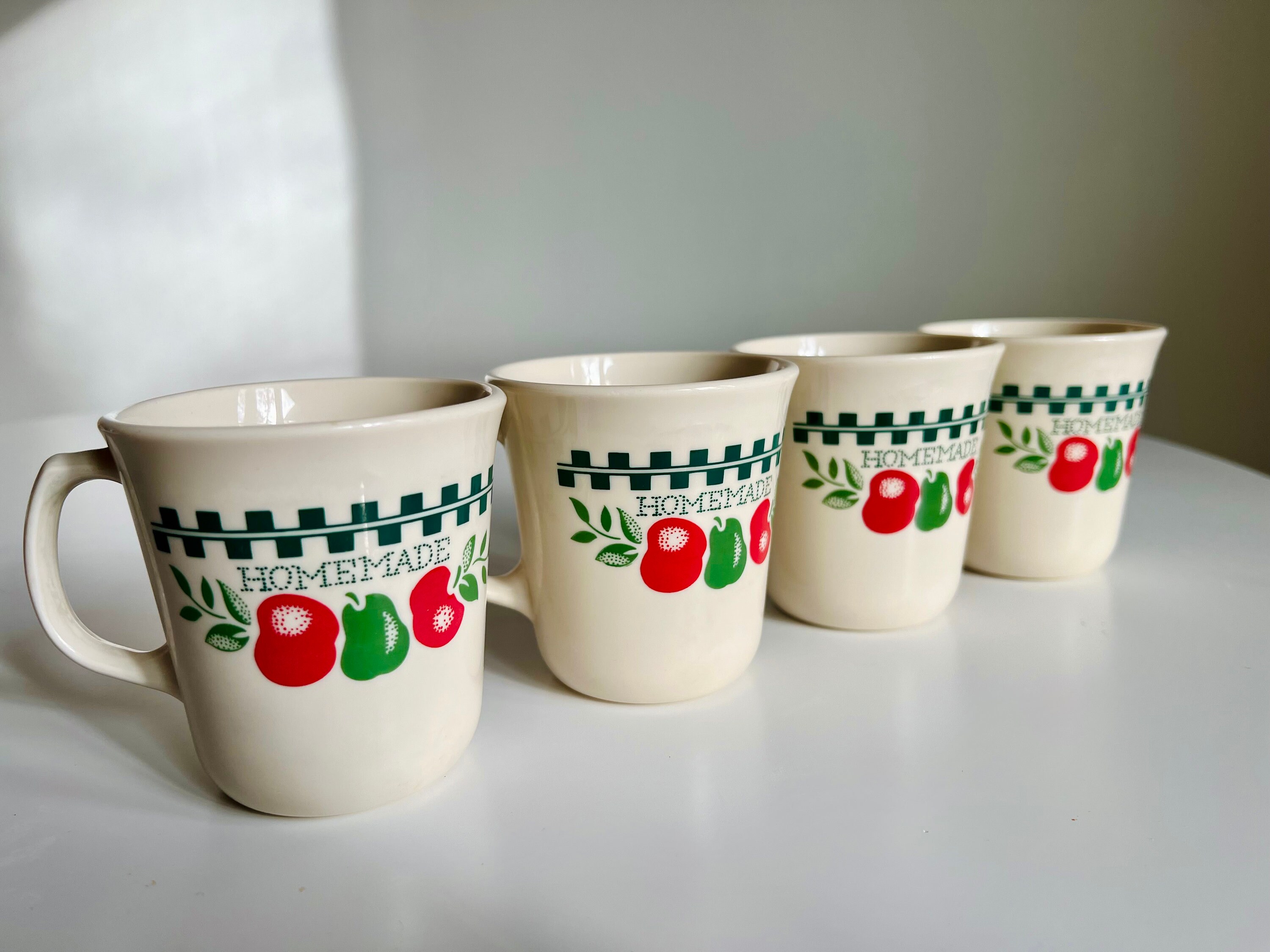 4 Vintage Corning Farm Fresh Mugs Set Coffee/tea Cups Nostalgic ...