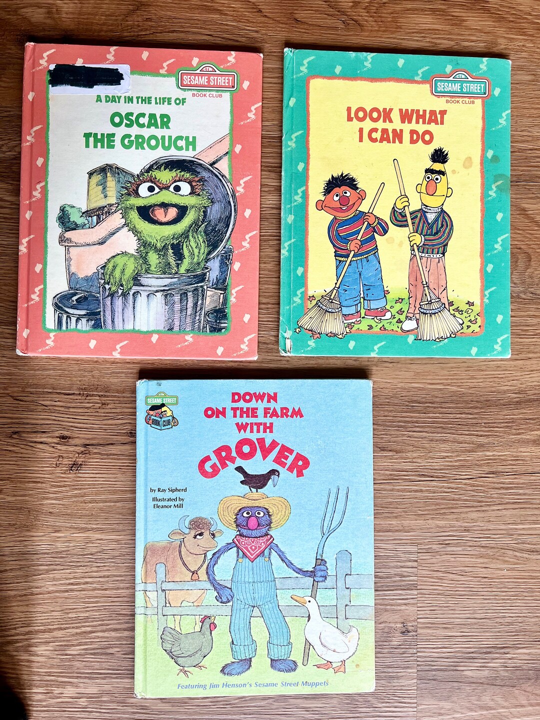3 Sesame Street Book Club Hardcovers/vintage Children’s Stories Book Lot Collection//down on the ...