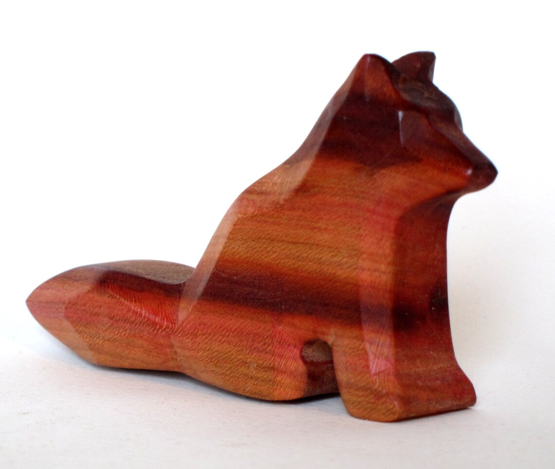 Little Fox Carved From Plum-wood Woodcarving | Etsy