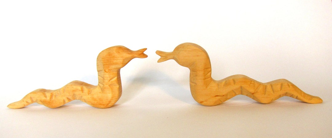 Wooden Animals, Snake, Wooden Snake, Waldorf Toy, Talisman, Woodcarving ...