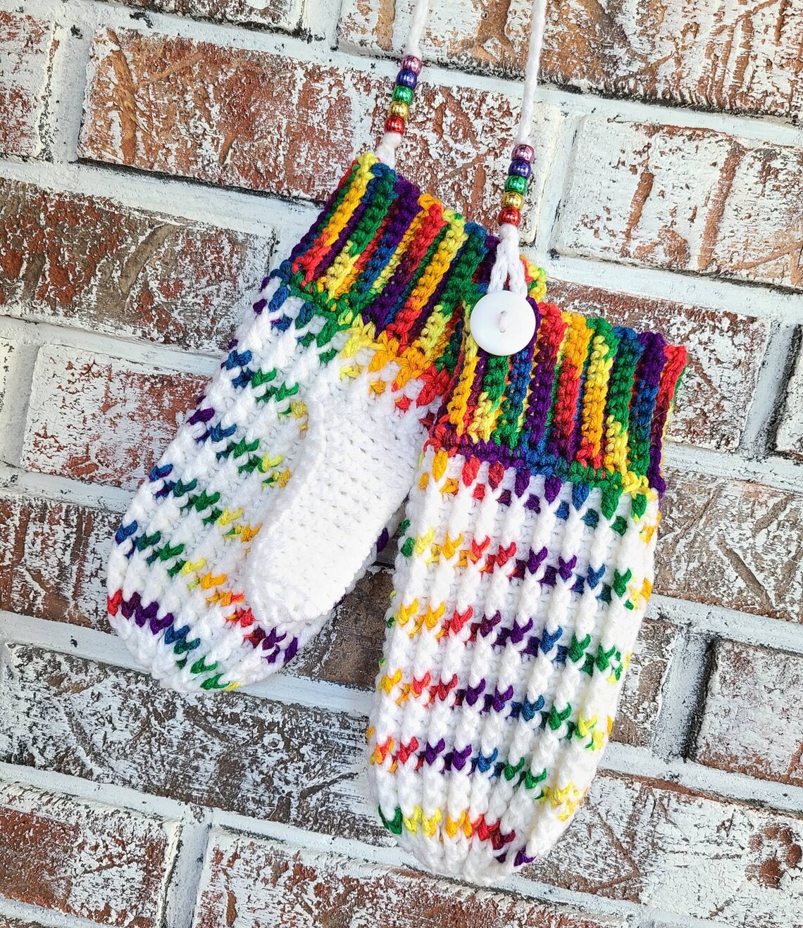 PATTERN ONLY. Rainbow Ribbed Crochet Mittens. Ladies Size - Etsy