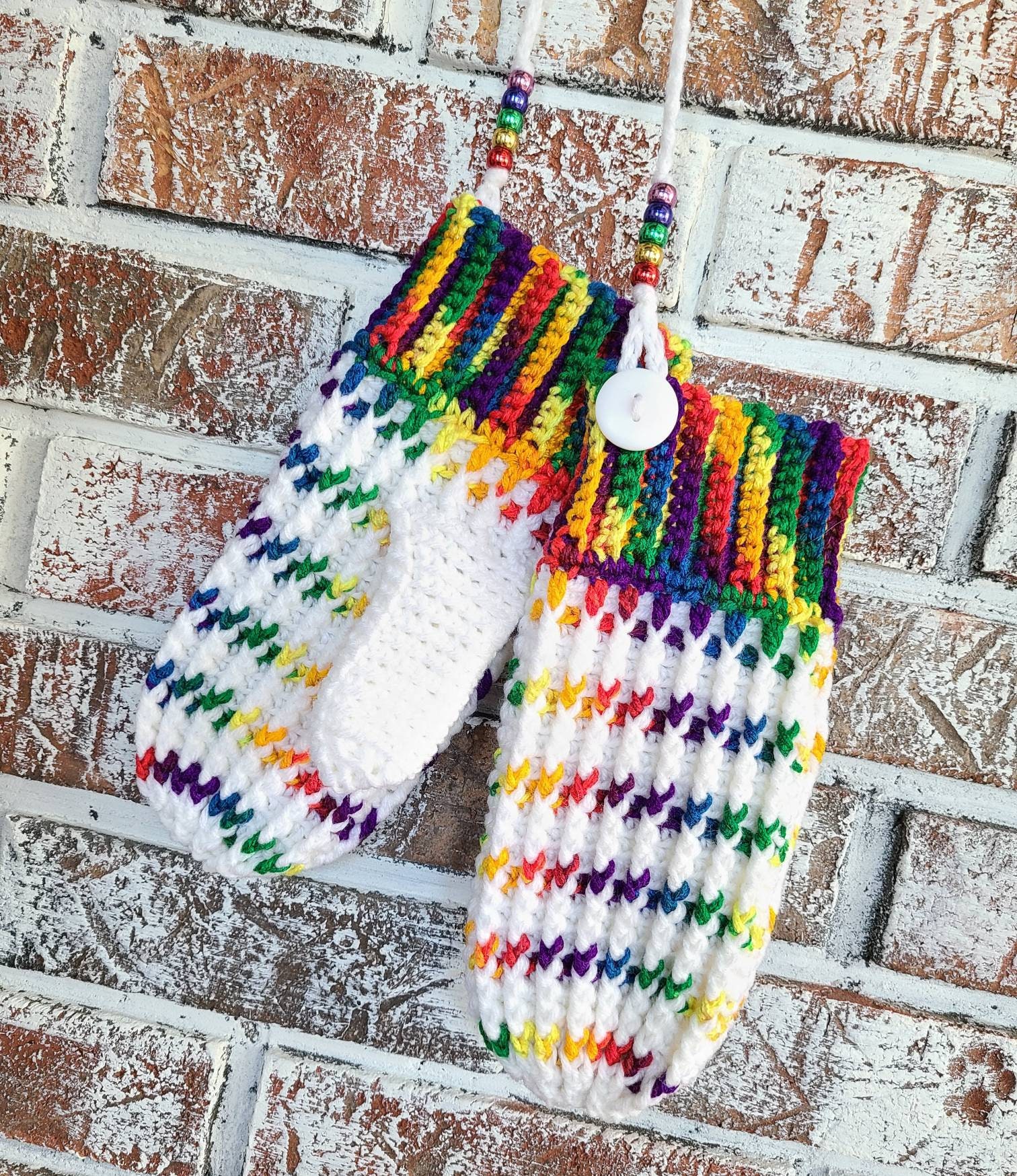 PATTERN ONLY. Rainbow Ribbed Crochet Mittens. Ladies Size - Etsy