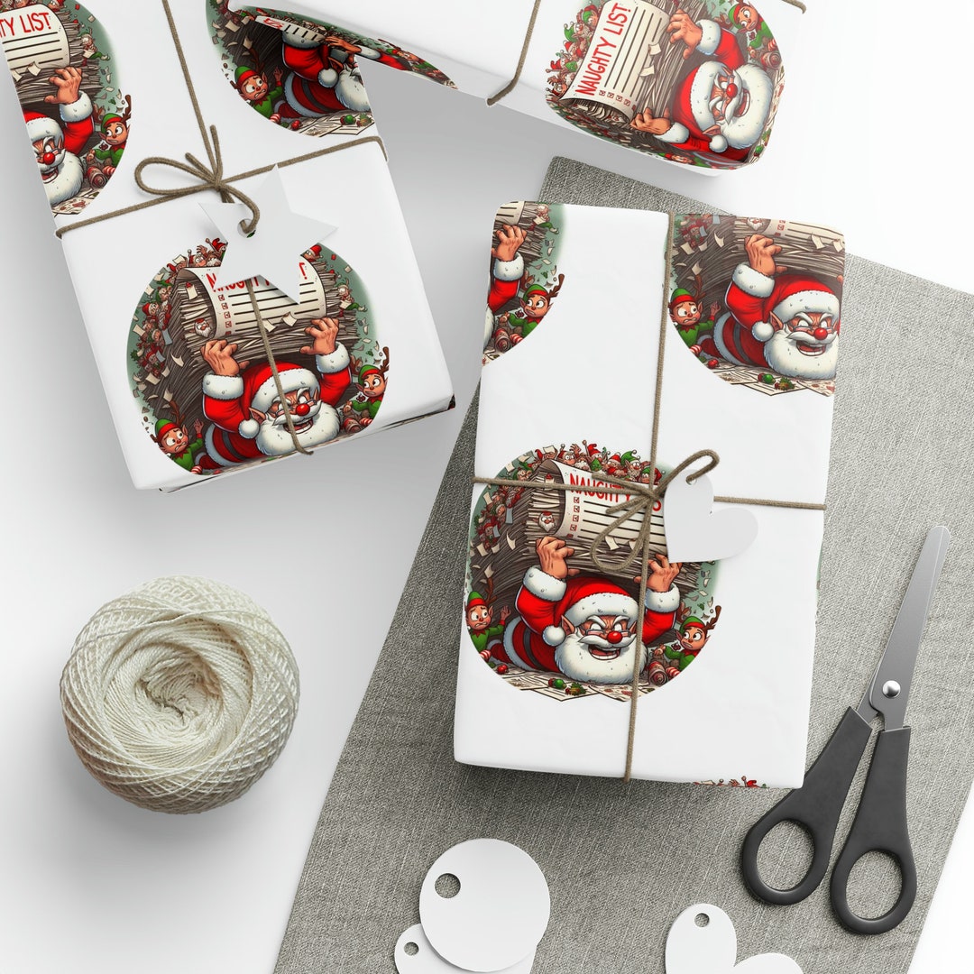 Santa's Naughty List Funny Wrapping Paper, Unique Christmas Wrapping ...