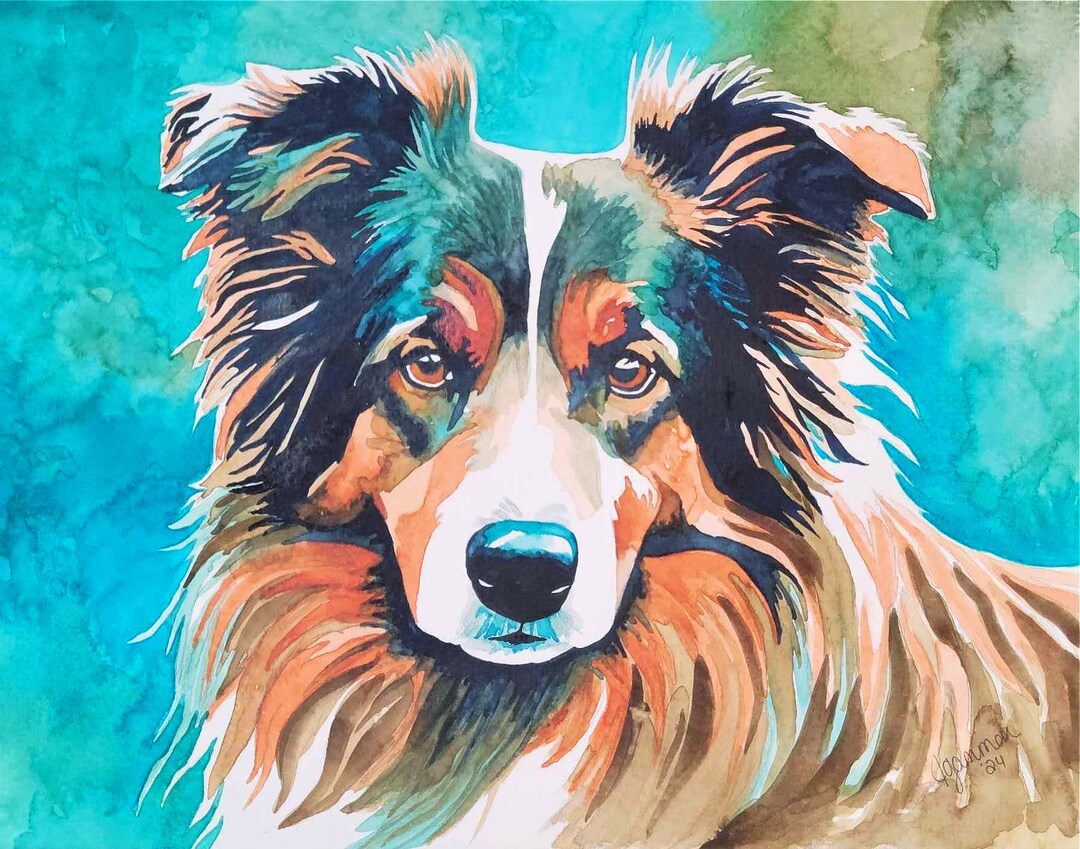 9x12 Original Watercolor Painting tricolor by Jessica Gammon, Border ...