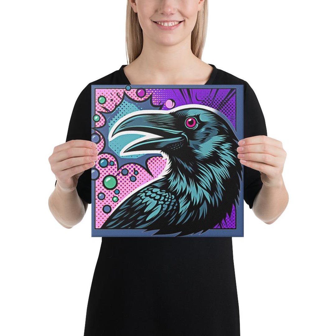 Raven, Crow, Corvid Pop Art Printed Canvas - Etsy