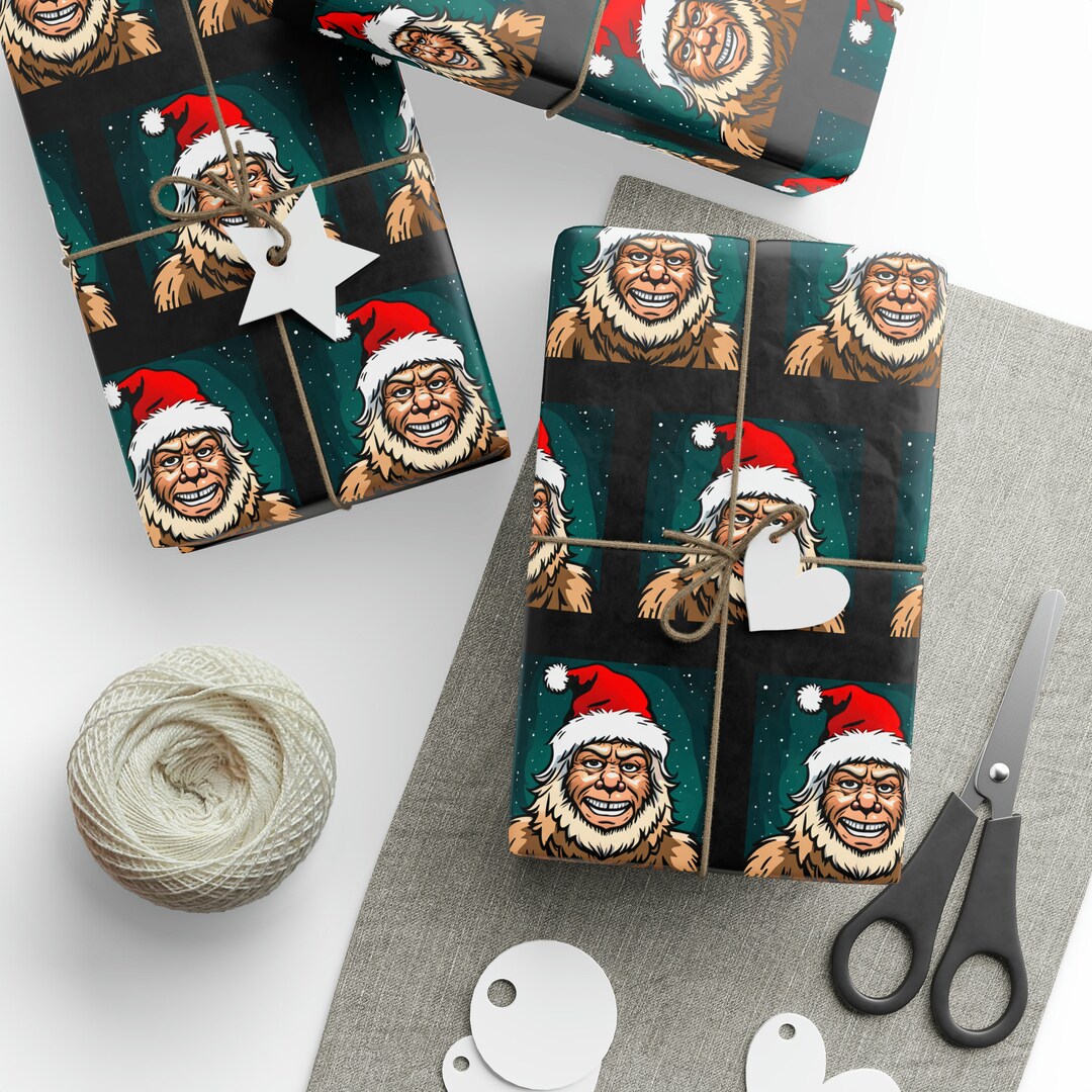 Sasquatch Santa Christmas Wrapping Paper, Funny Wrapping Paper, Unique ...