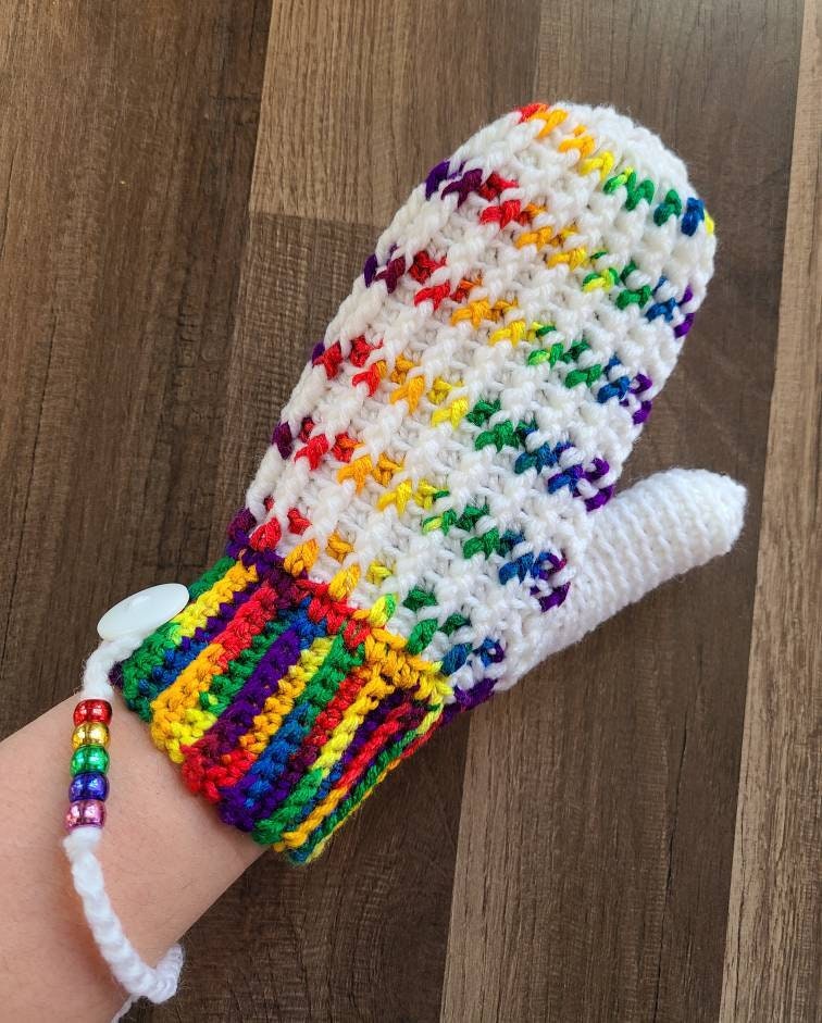 PATTERN ONLY. Rainbow Ribbed Crochet Mittens. Ladies Size - Etsy