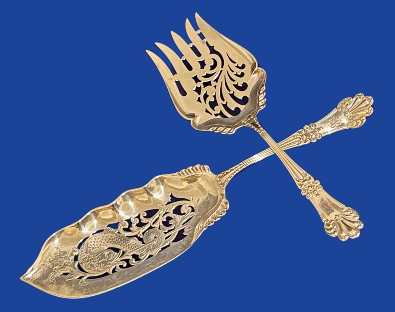 Pair Sterling Silver Fish Servers Mechanics Sterling Silver Co. C. 1903 ...