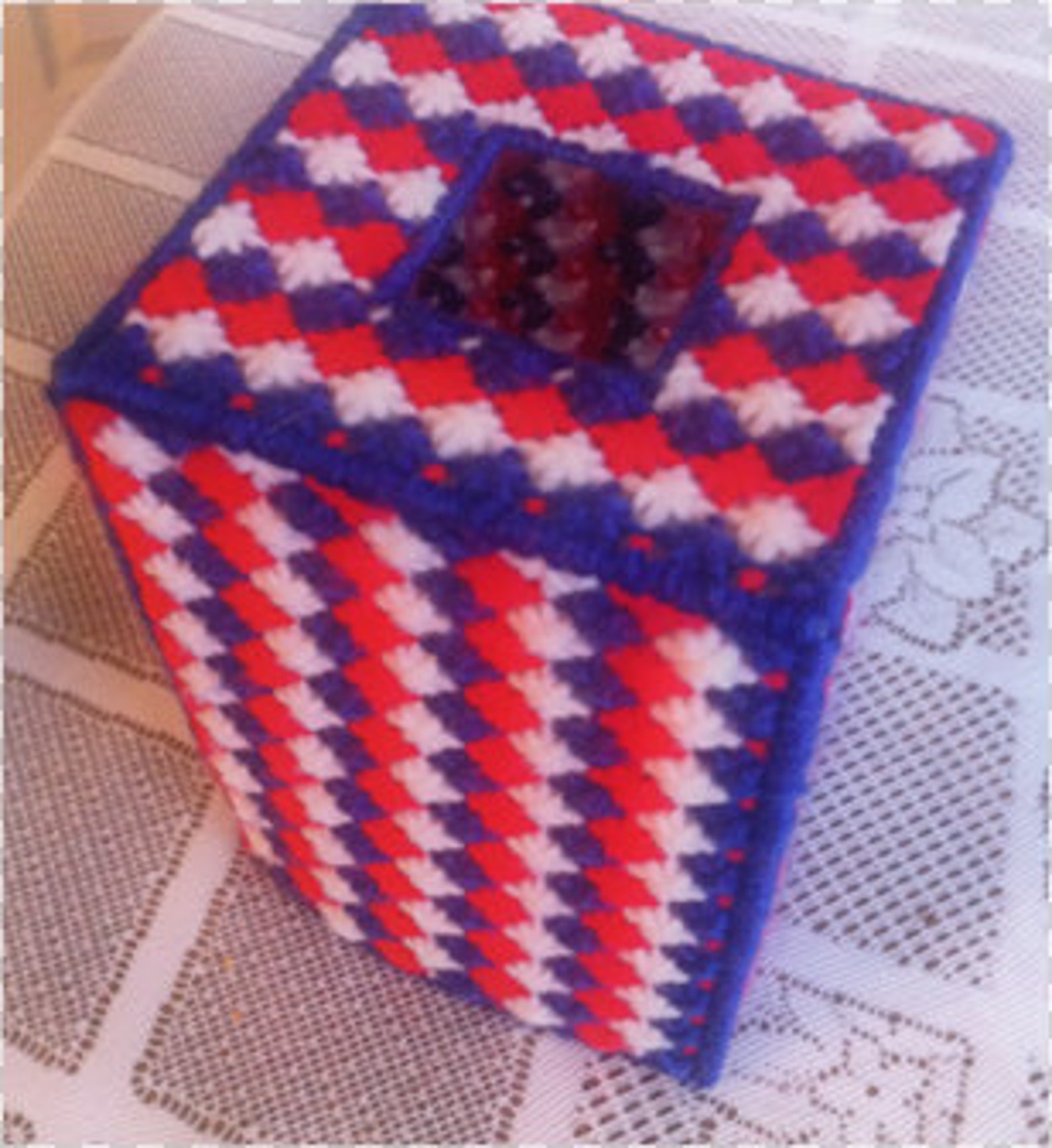 PATTERN: Patriotic Tissue Box Cover Plastic Canvas Pattern, Red, White ...