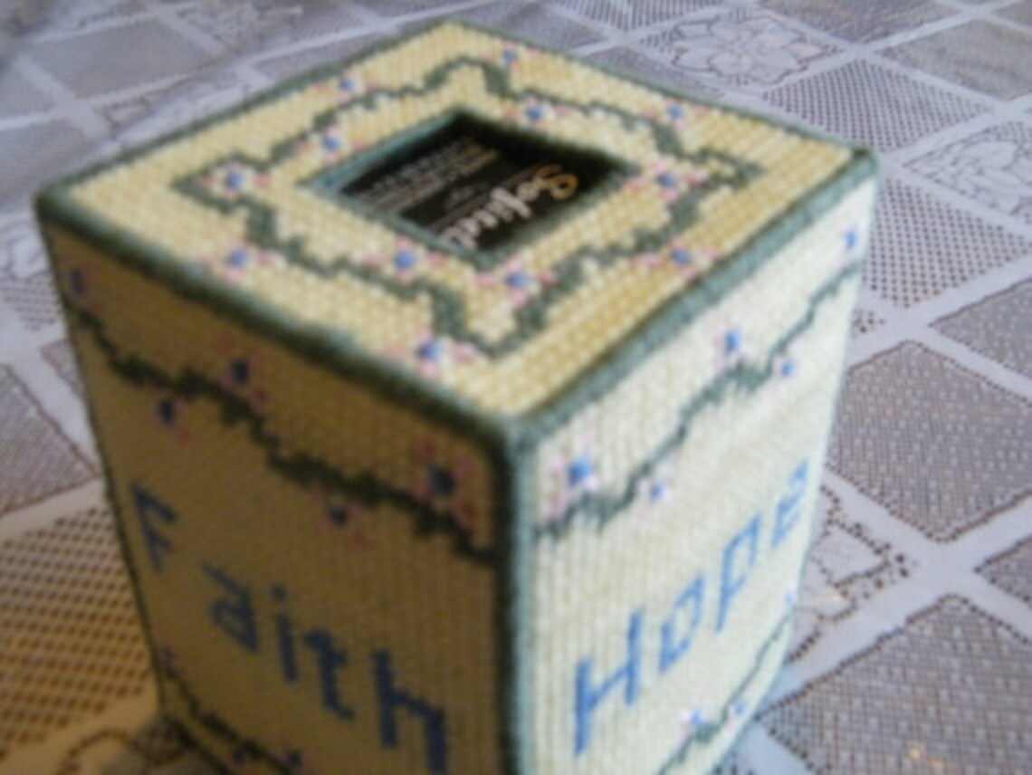 PATTERN: Plastic Canvas Faith, Hope, Love, Grace Tissue Cover Pattern ...