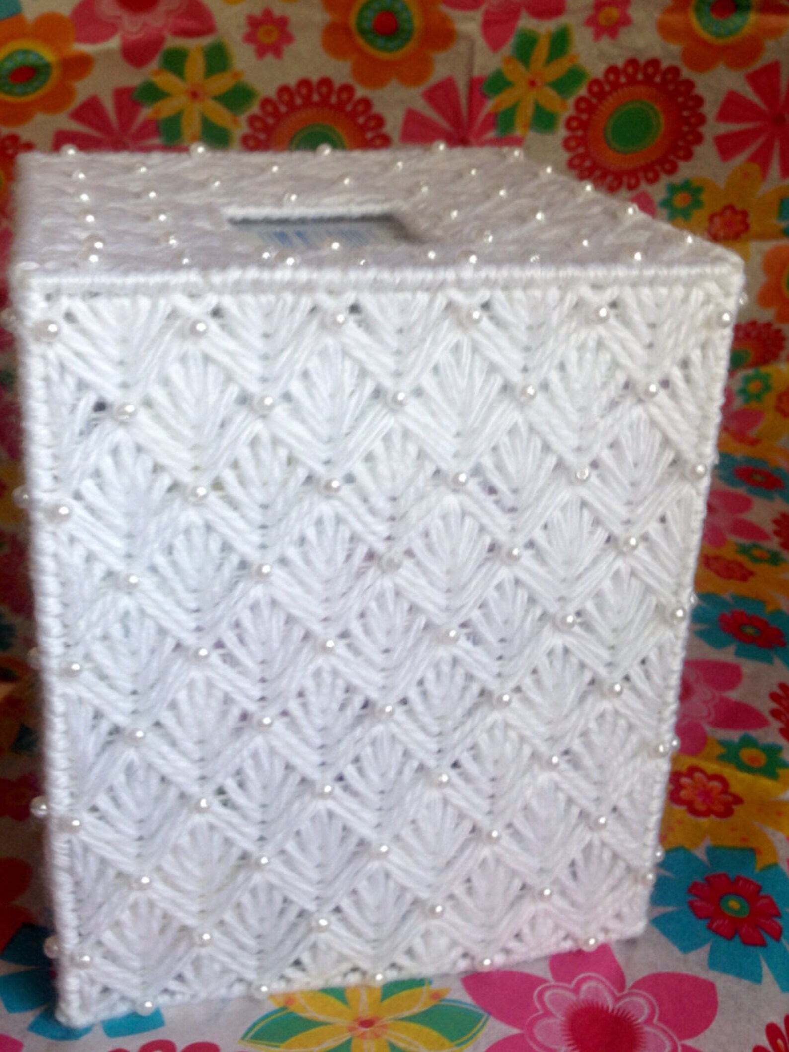 Christmas Tissue Cover, Wedding Tissue Box Cover, White Beaded Tissue ...
