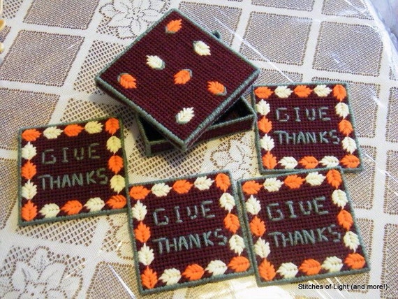 Fall Coaster Set Give Thanks Fall Coaster Set With Box - Etsy