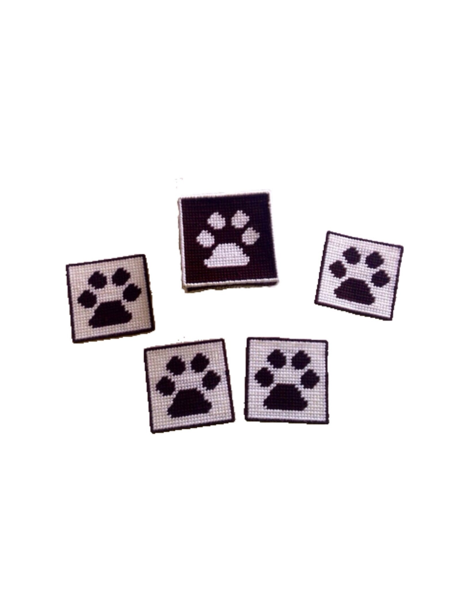 PATTERN: Paw Print Coaster Set With Box Plastic Canvas Pattern - Etsy