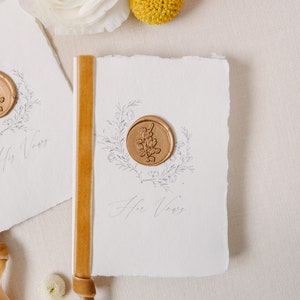 Calligraphy Fine Art Vow Books Wedding, Velvet Ribbon Wax Seal Vows | Set of 2 - Etsy