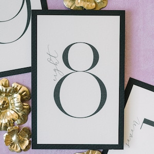 Black and White Modern Wedding Reception Table Numbers Card, Table ...