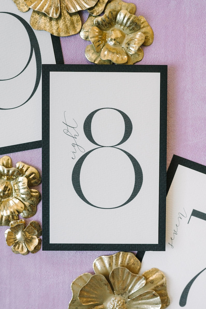 Black and White Modern Wedding Reception Table Numbers Card, Table ...